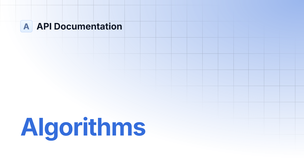 Algorithms | API Documentation
